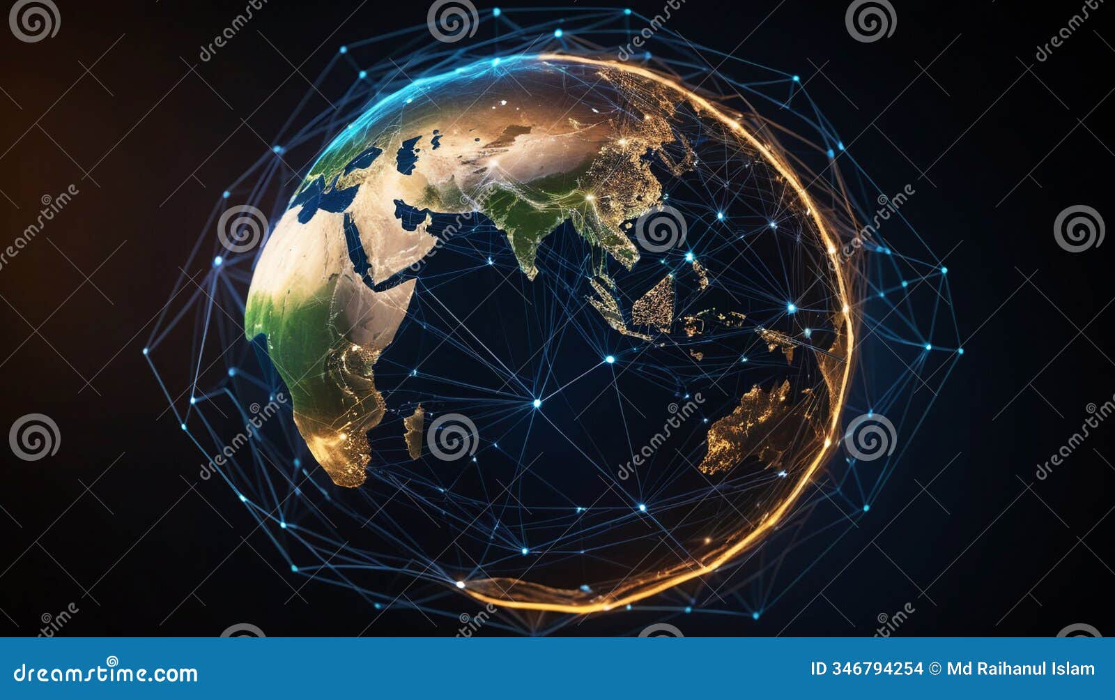 World Map with Glowing Interconnected Nodes, Symbolizing Global Network ...