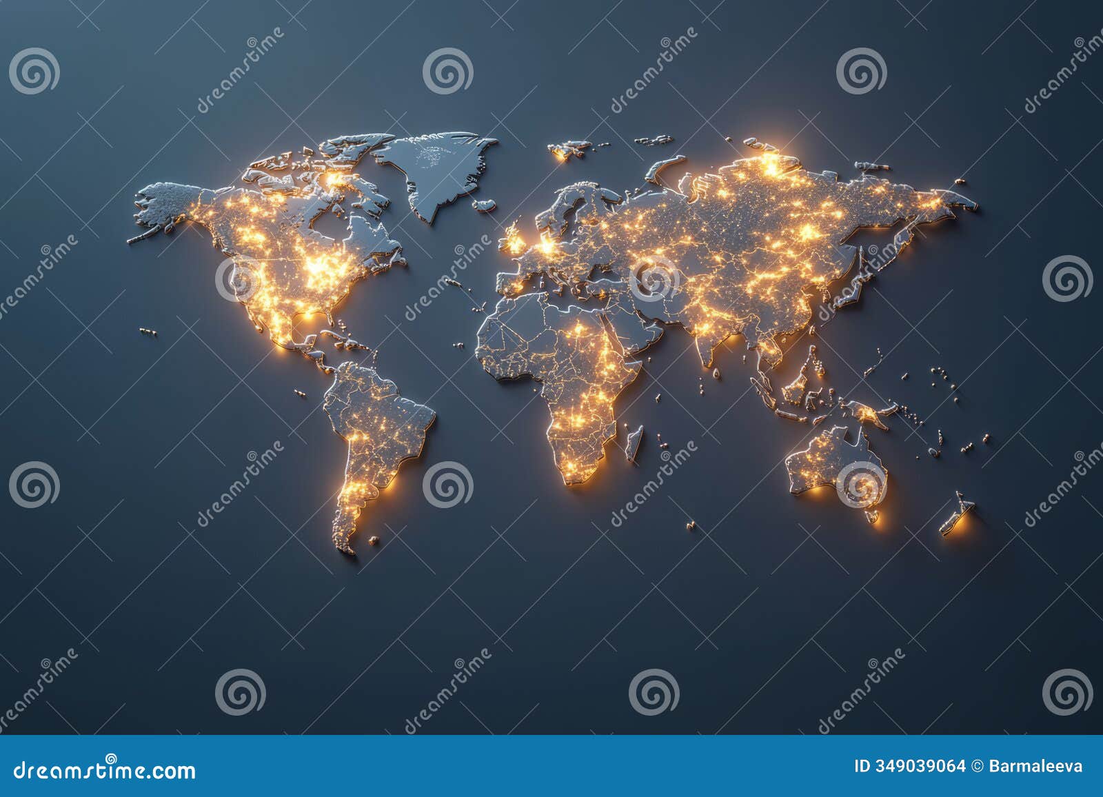 World Map with Glowing Lights Stock Photo - Image of futuristic, reach ...