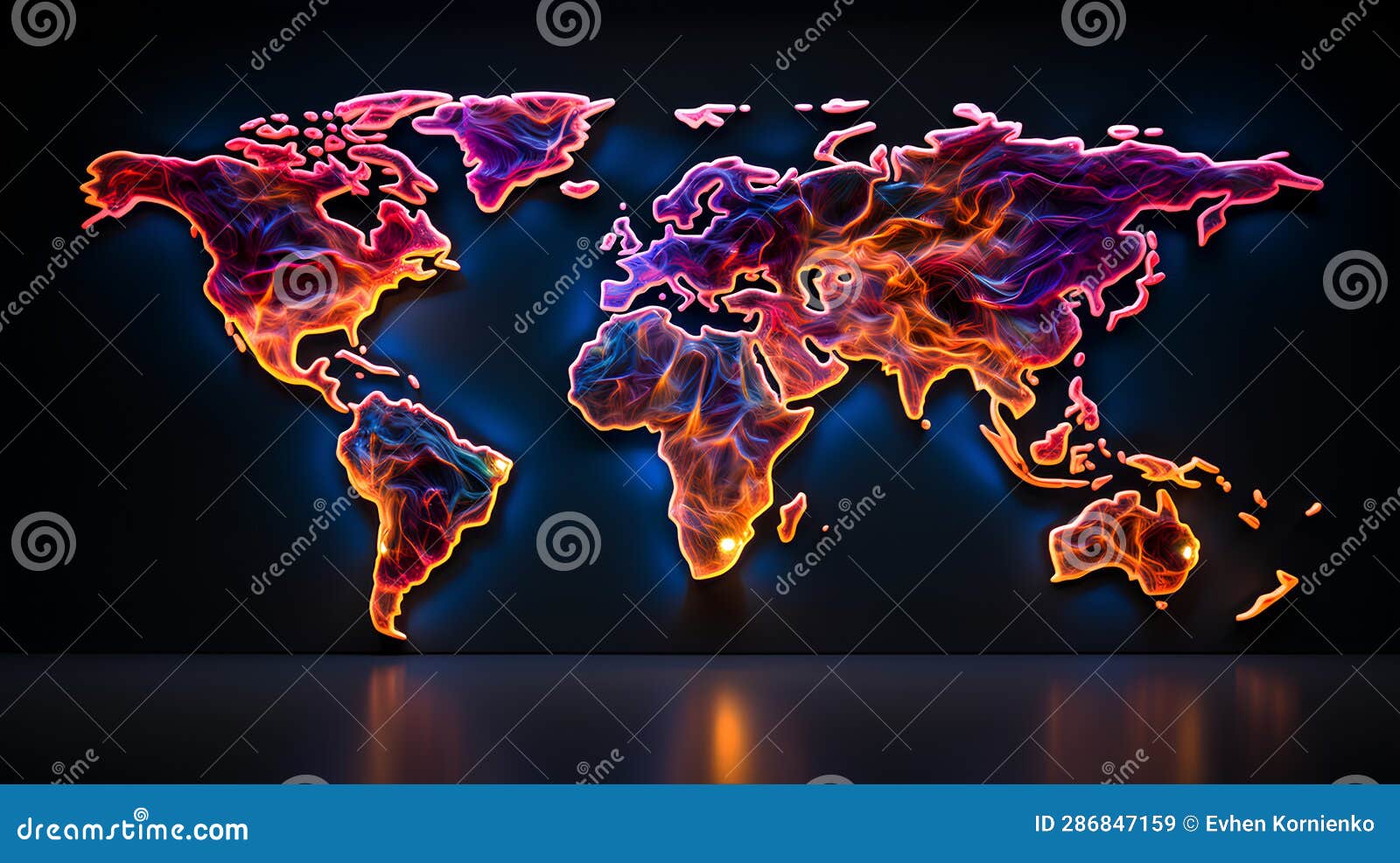 World Map with Glowing Lines on Dark Background Stock Illustration ...