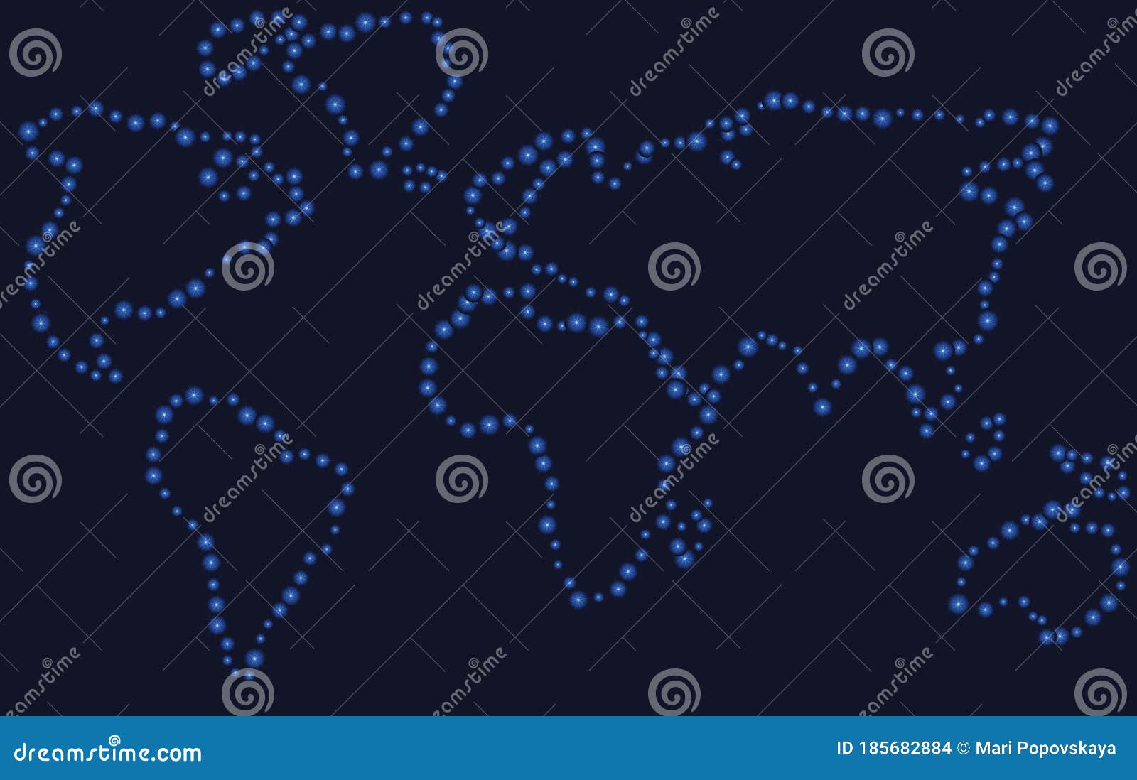 World Map of Glowing Stars. Stock Vector - Illustration of geography ...