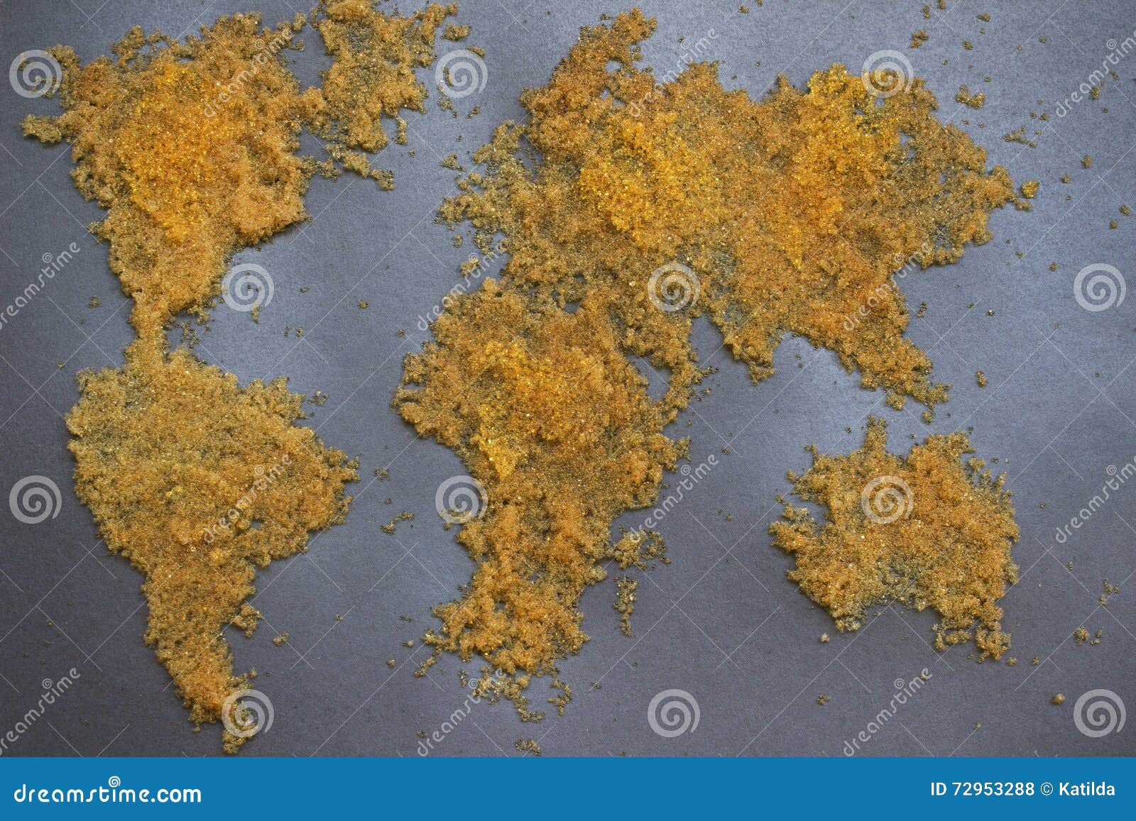 World map from gold sand. stock photo. Image of maps - 72953288