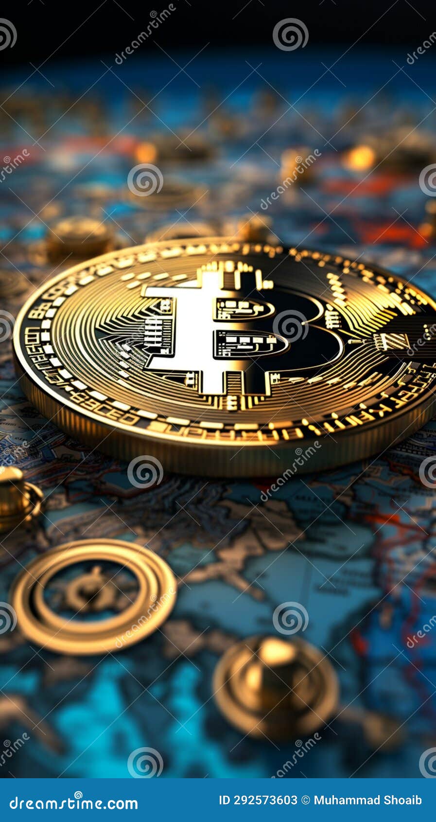 A World Map Graces the Bitcoin Background, Symbolizing Its Global ...