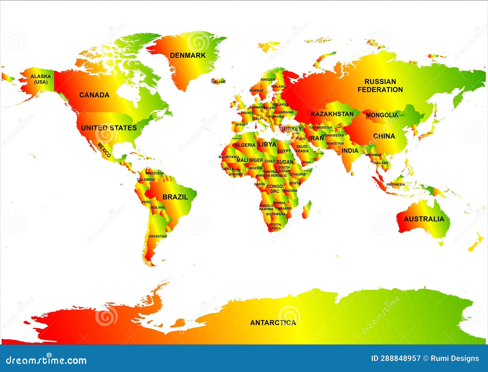 World Map Gradient Rainbow Shades Style Stock Illustration ...
