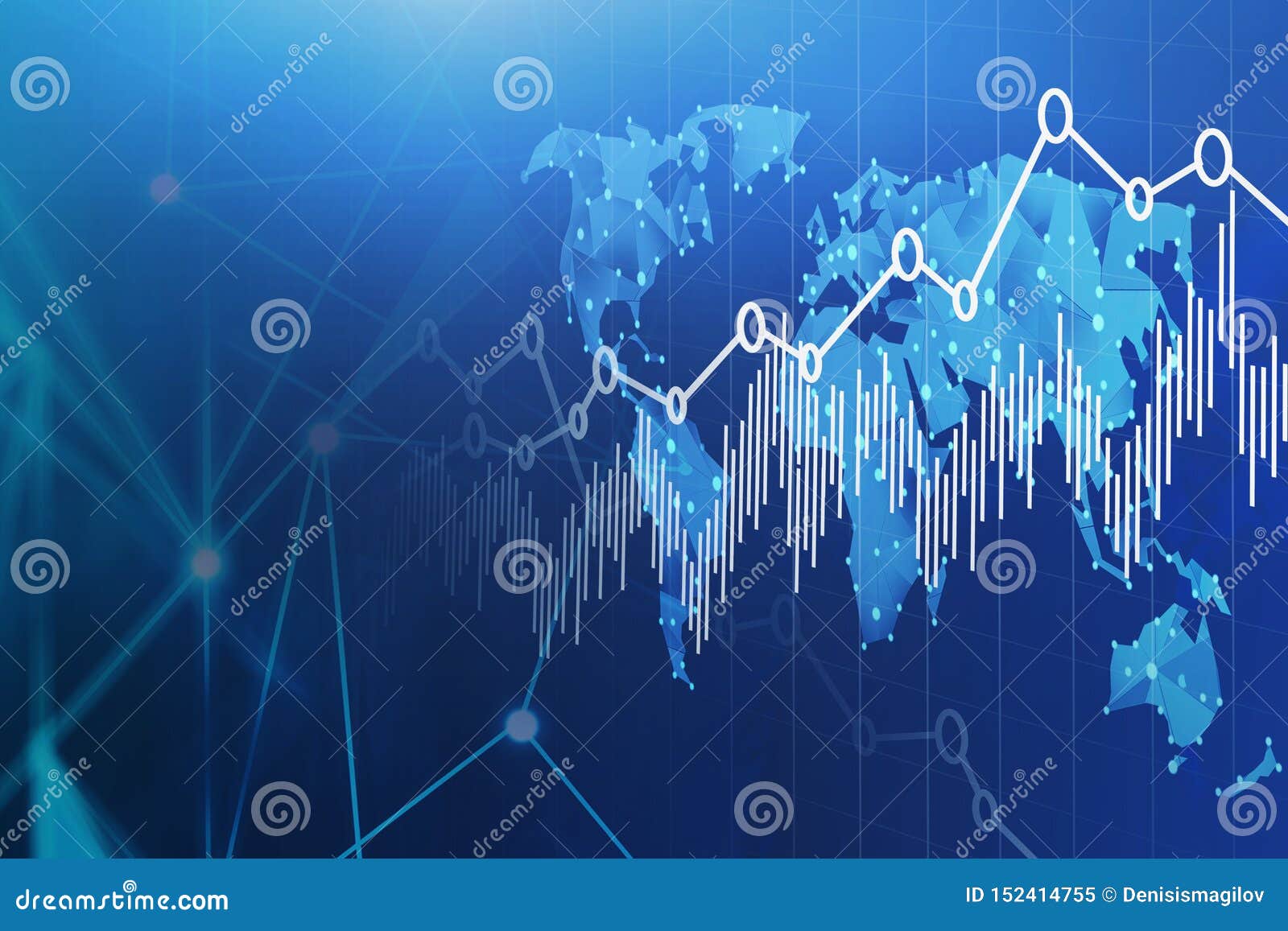 World Map, Graph and Network Interface Stock Illustration ...