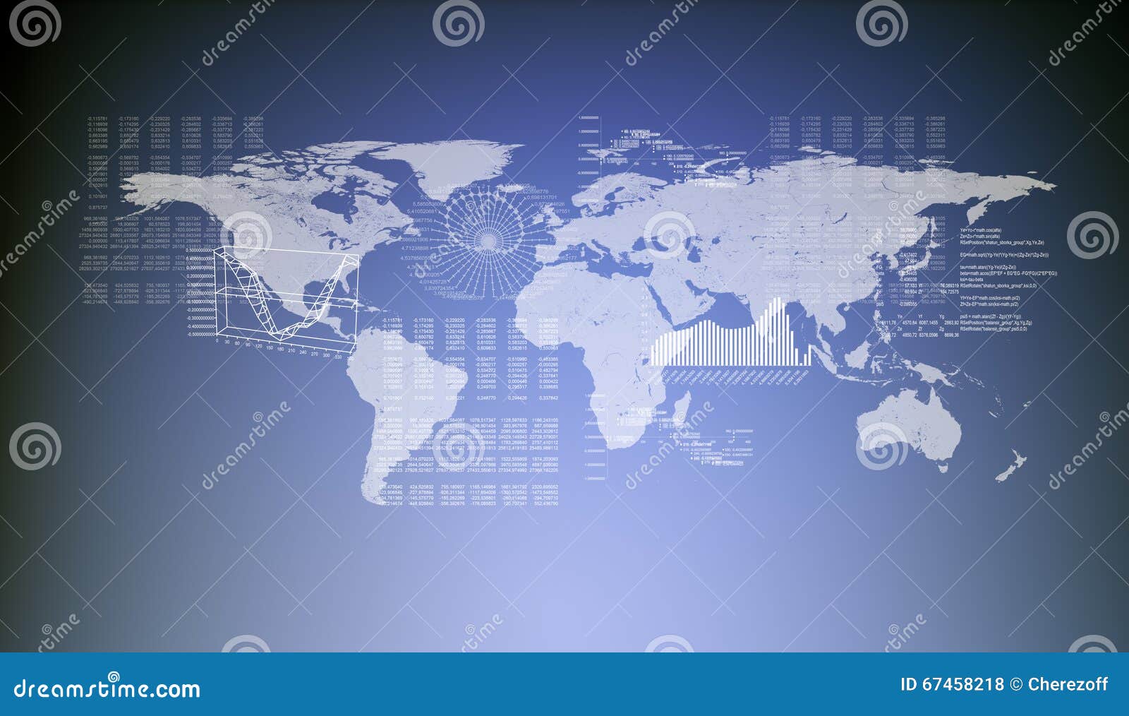 World map with graphs stock illustration. Illustration of number - 67458218