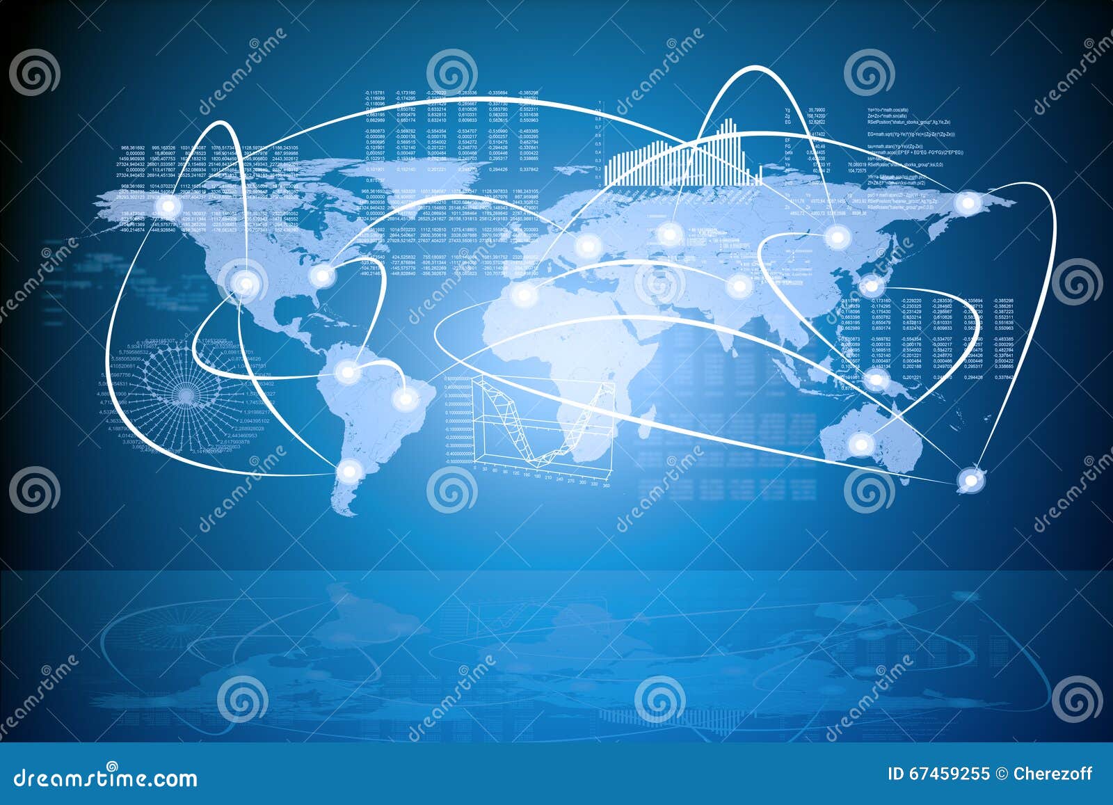 World map with graphs stock illustration. Illustration of connection ...