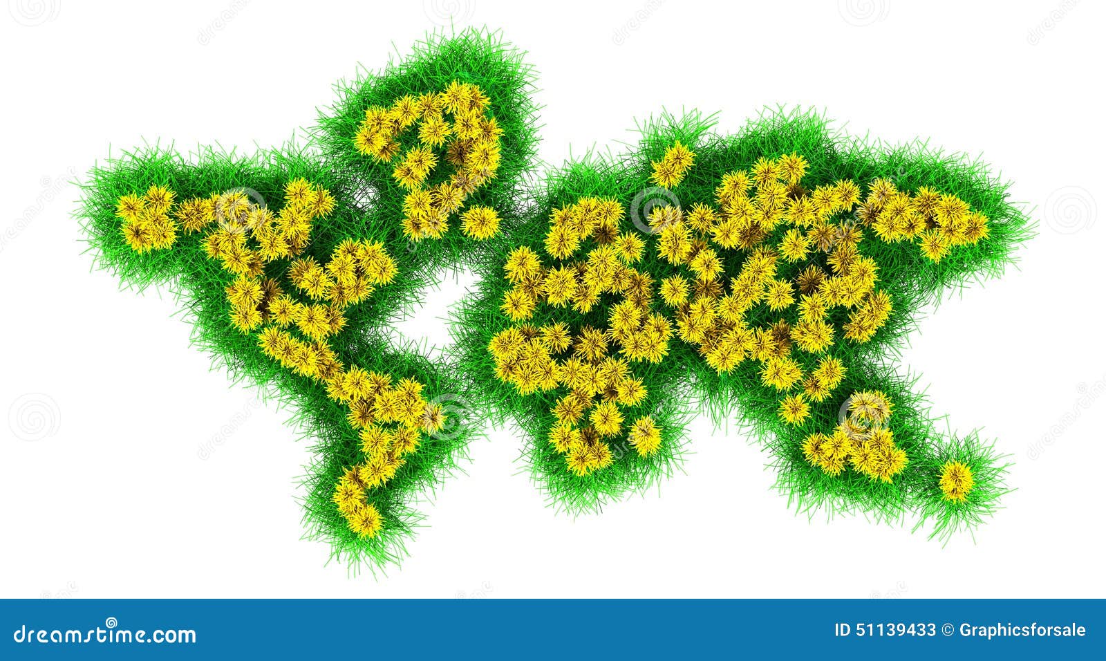 World Map with Grass and Dandelion Stock Illustration - Illustration of ...