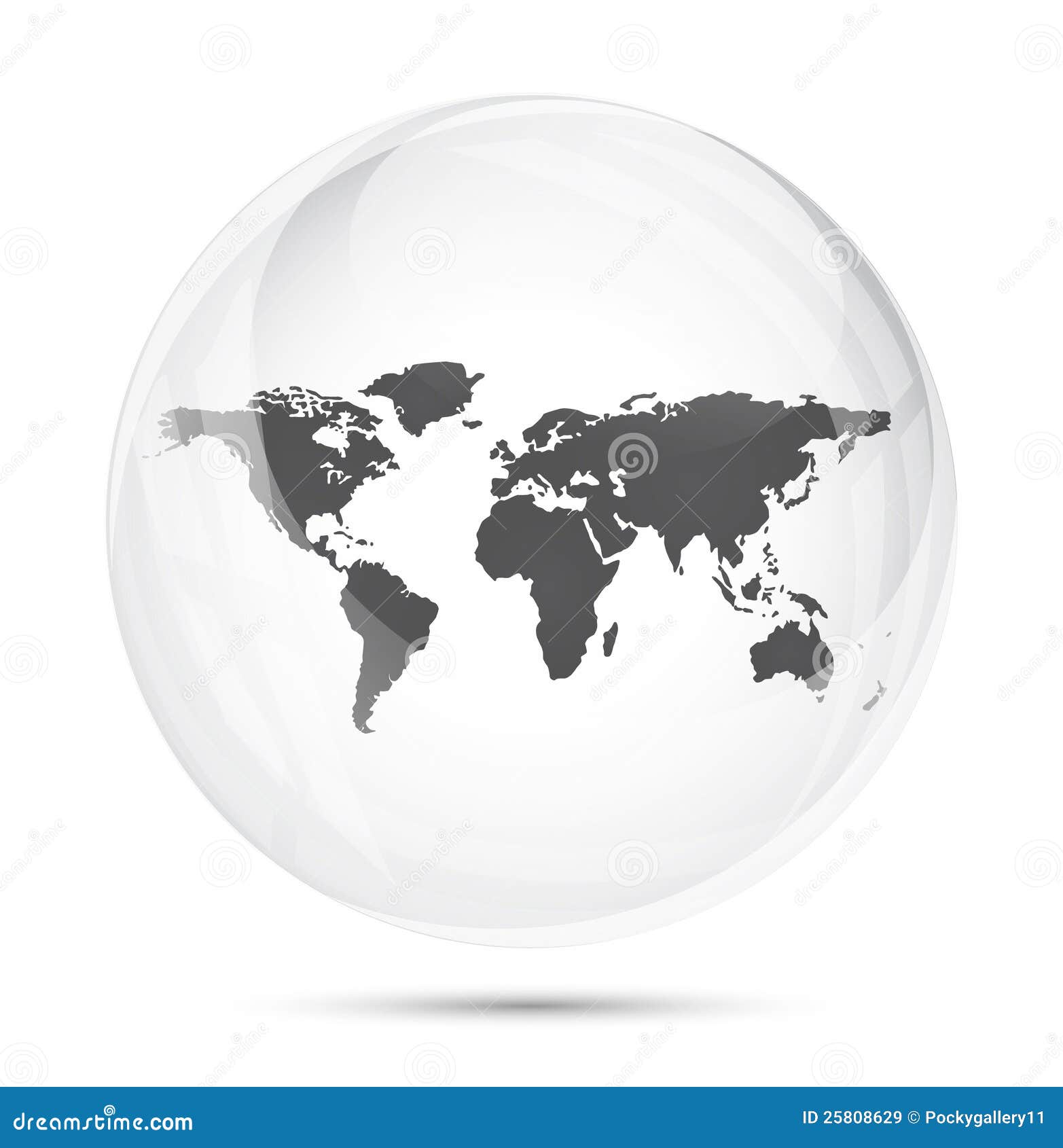 World Map in a Gray Glass Sphere Stock Illustration - Illustration of ...