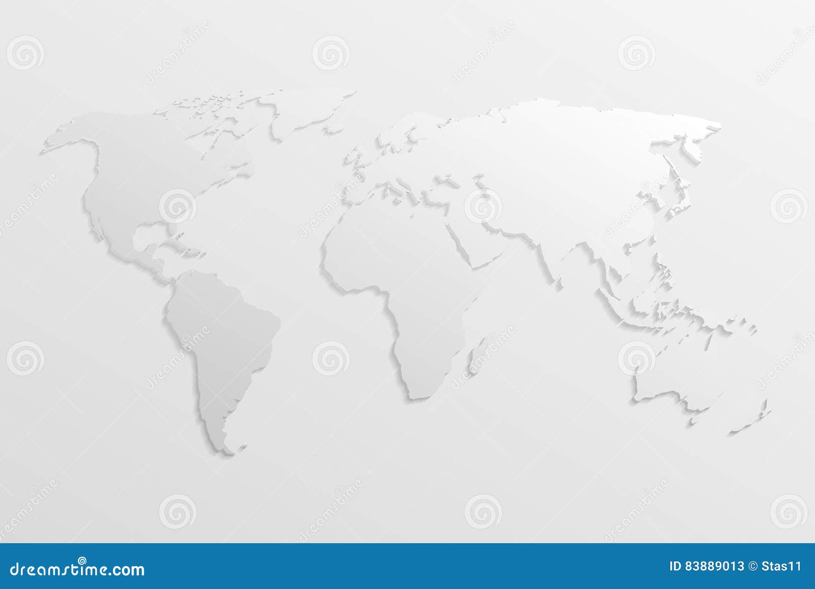 World Map in Gray with Shadows and Gradients Stock Illustration ...