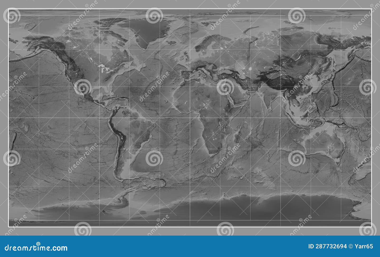 World Map. Grayscale. Compact Miller Projection. Meridian: 0 Stock ...