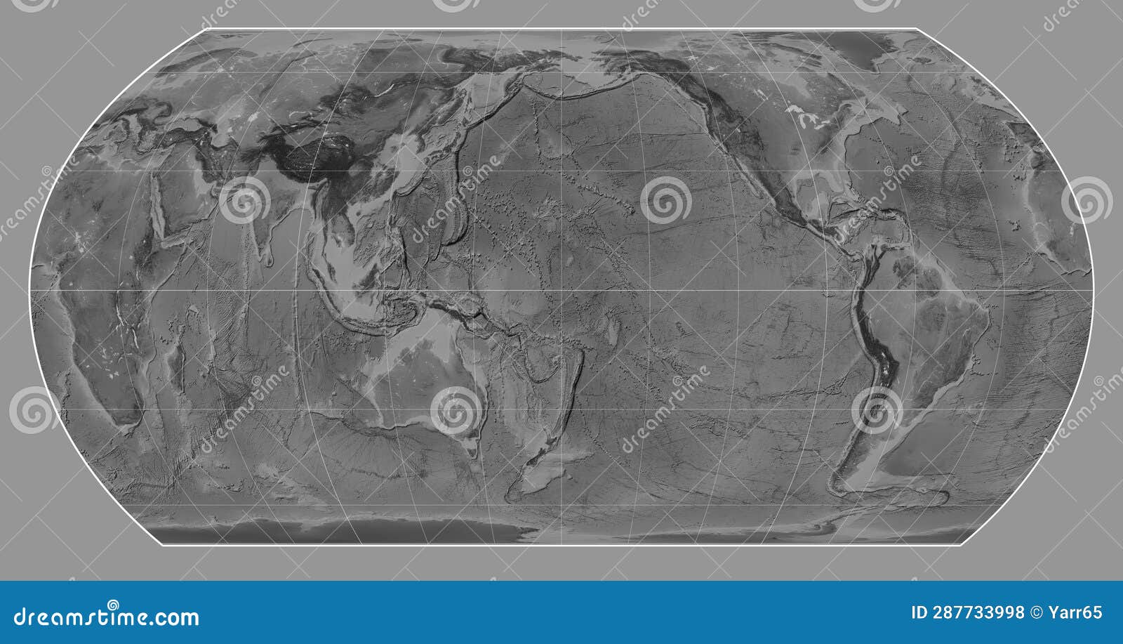 World Map. Grayscale. Hatano Asymmetrical Equal Area Projection. Stock ...