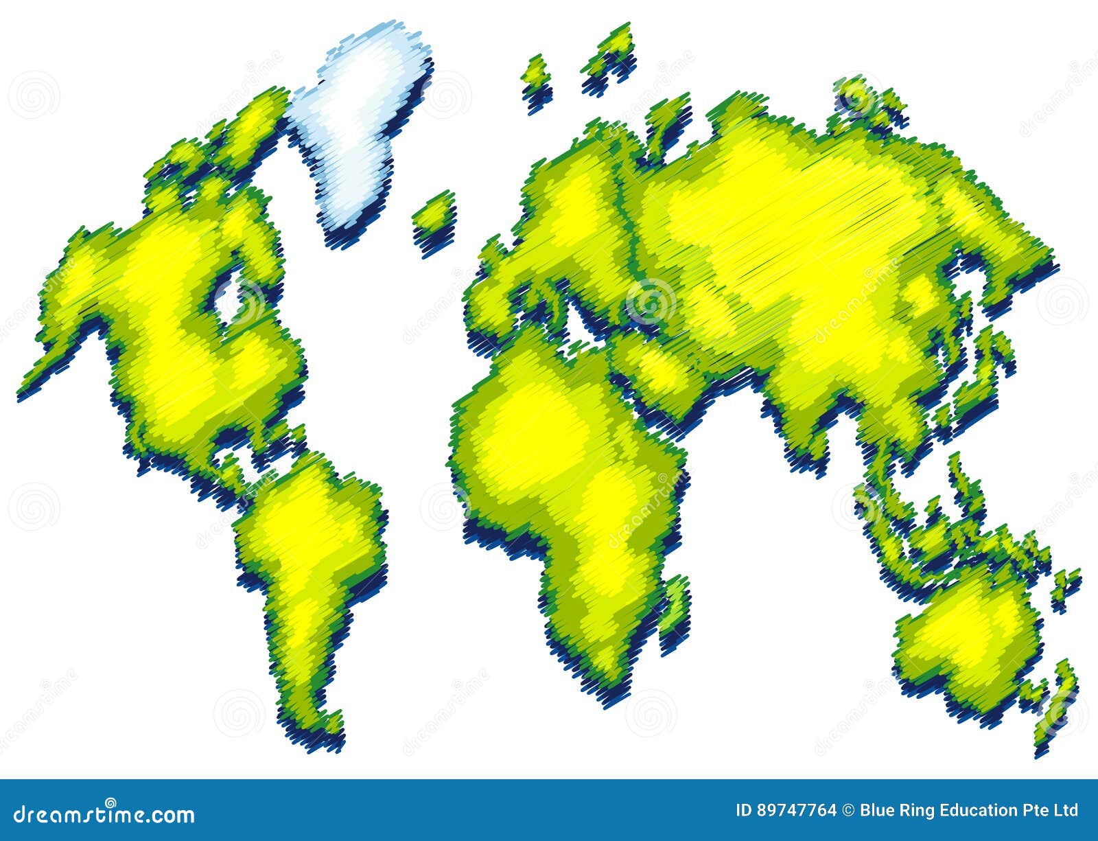 World Map with Green Color on Land Stock Vector - Illustration of ...