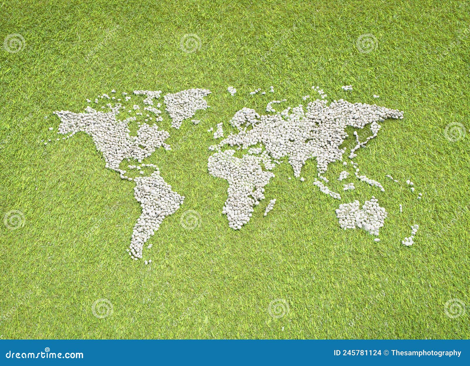 World Map on the Green Grass Field Stock Photo - Image of geography ...