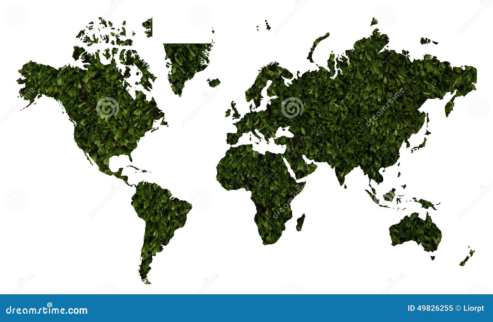 World Map with Green Grass Texture Stock Illustration - Illustration of ...