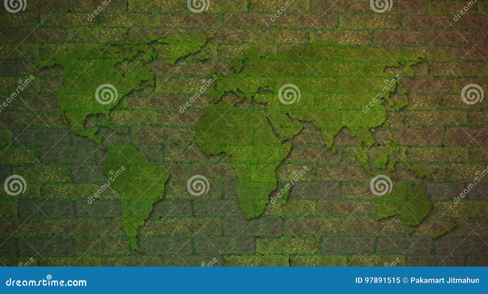 World Map on Green Grass Wall Stock Image - Image of connection, globe ...