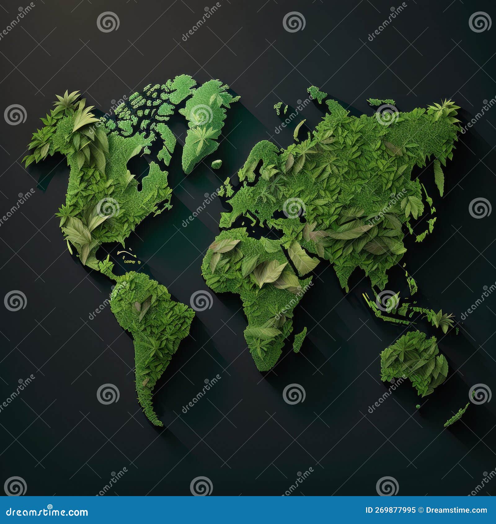 World Map from Green Leaves. Illustration Generative AI Stock ...