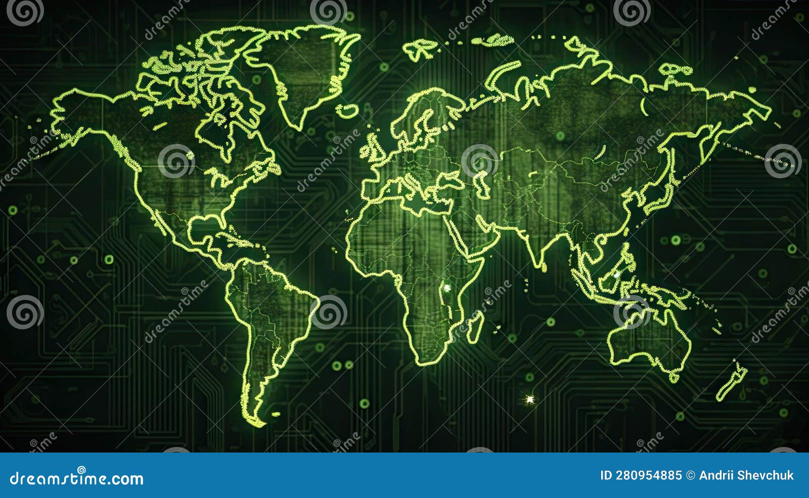 World Map Green Pcb Texture Background. Generative AI Stock ...