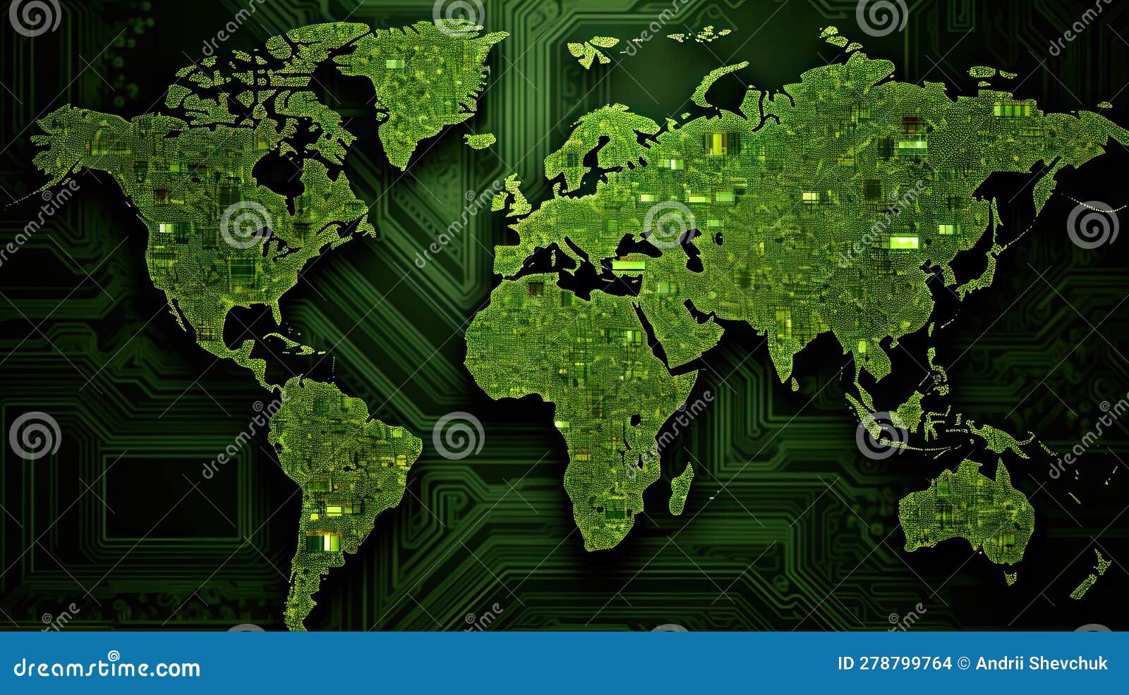 World Map Green Pcb Texture Background. Generative AI Stock ...