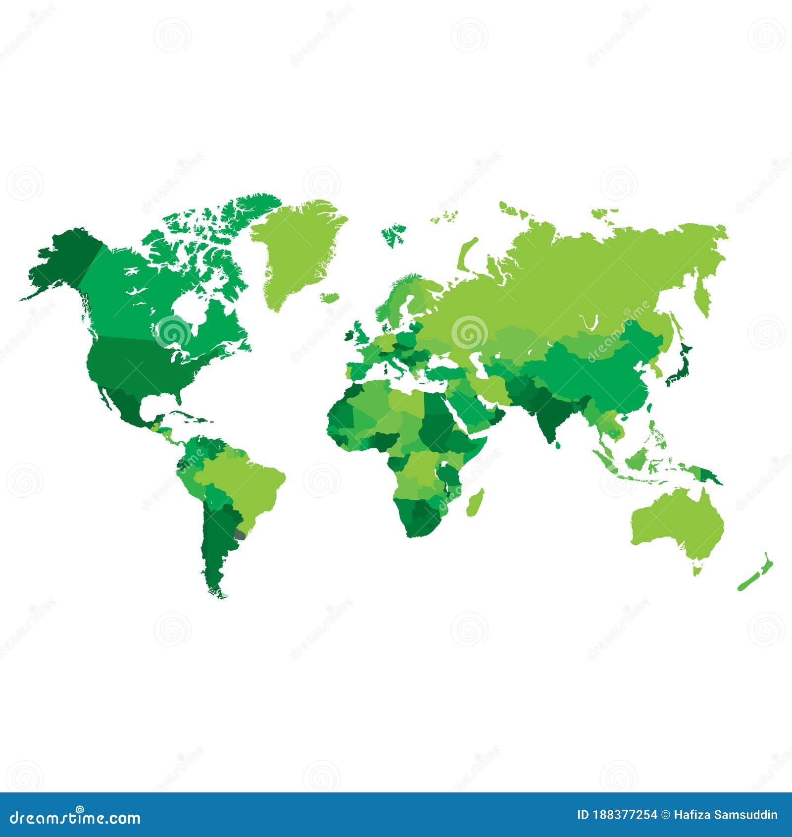 World Map in Green. Vector Illustration Decorative Design Stock Vector ...