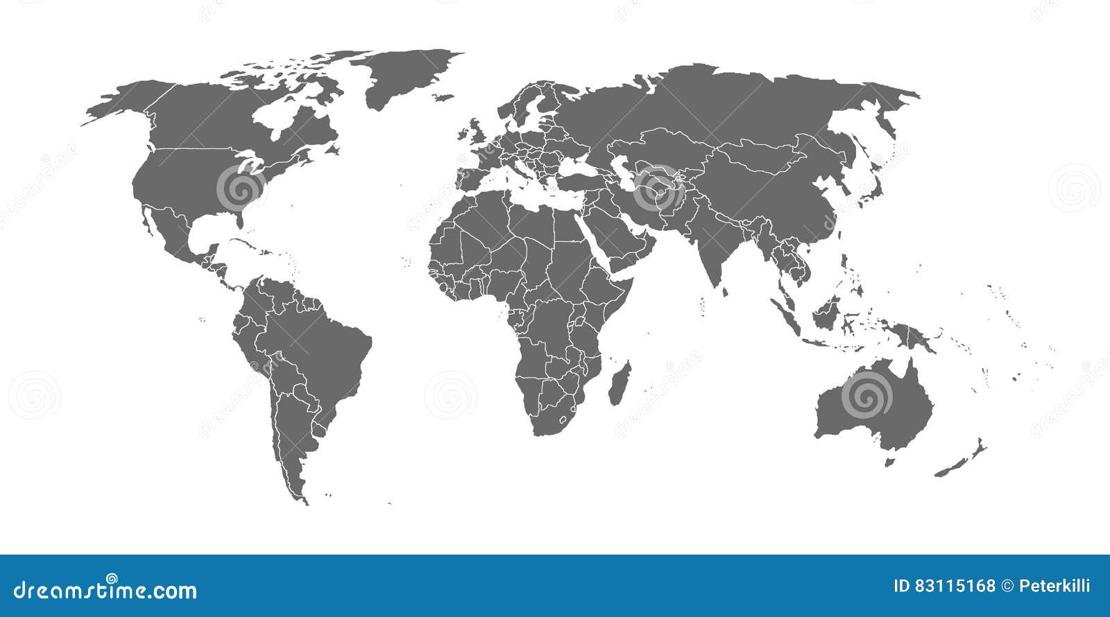 World Map Grey Color in White Background Stock Illustration ...