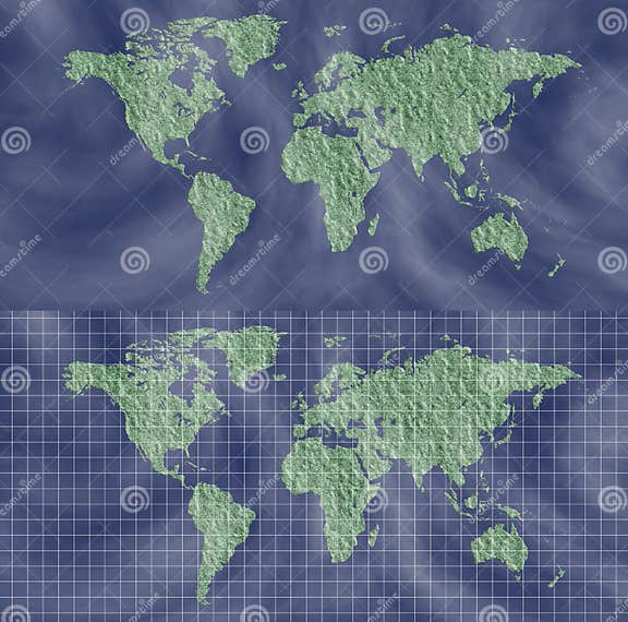 World Map with Grid Design Element Stock Illustration - Illustration of ...