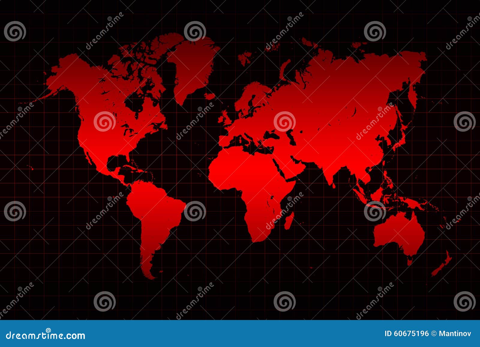 World Map and Grid Line in Red Stock Illustration - Illustration of ...