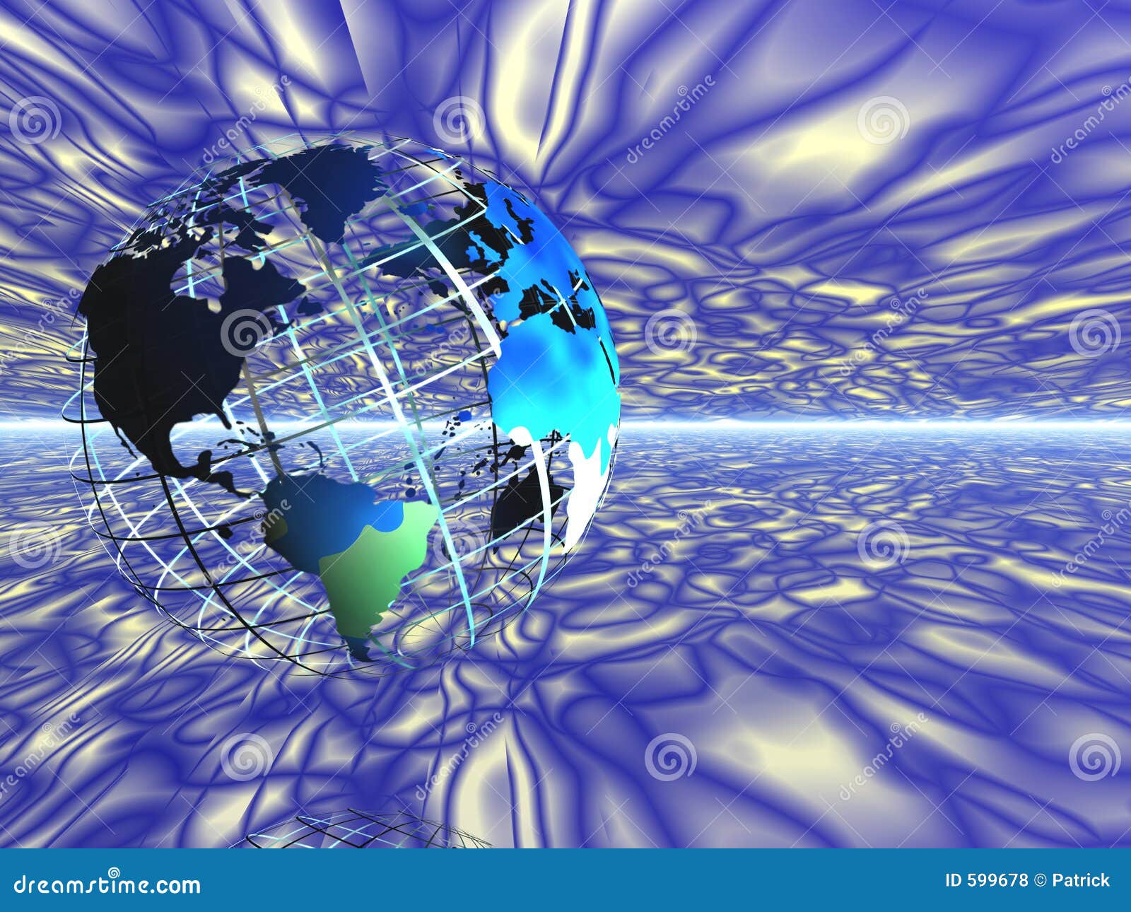 World Map On Grid In Space. Royalty Free Stock Photos - Image: 599678