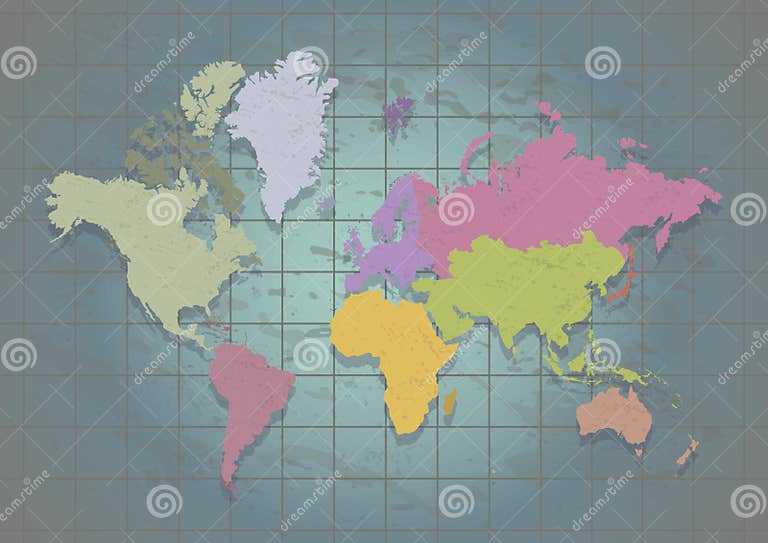 World map with grids. stock vector. Illustration of grid - 191489647