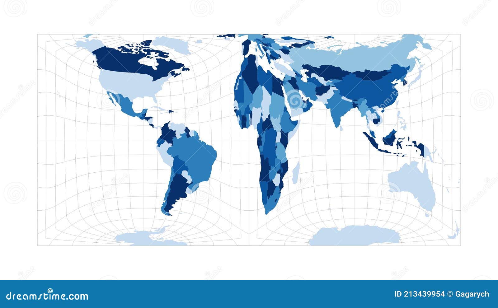 World Map. Gringorten Square Equal-area. Stock Illustration ...