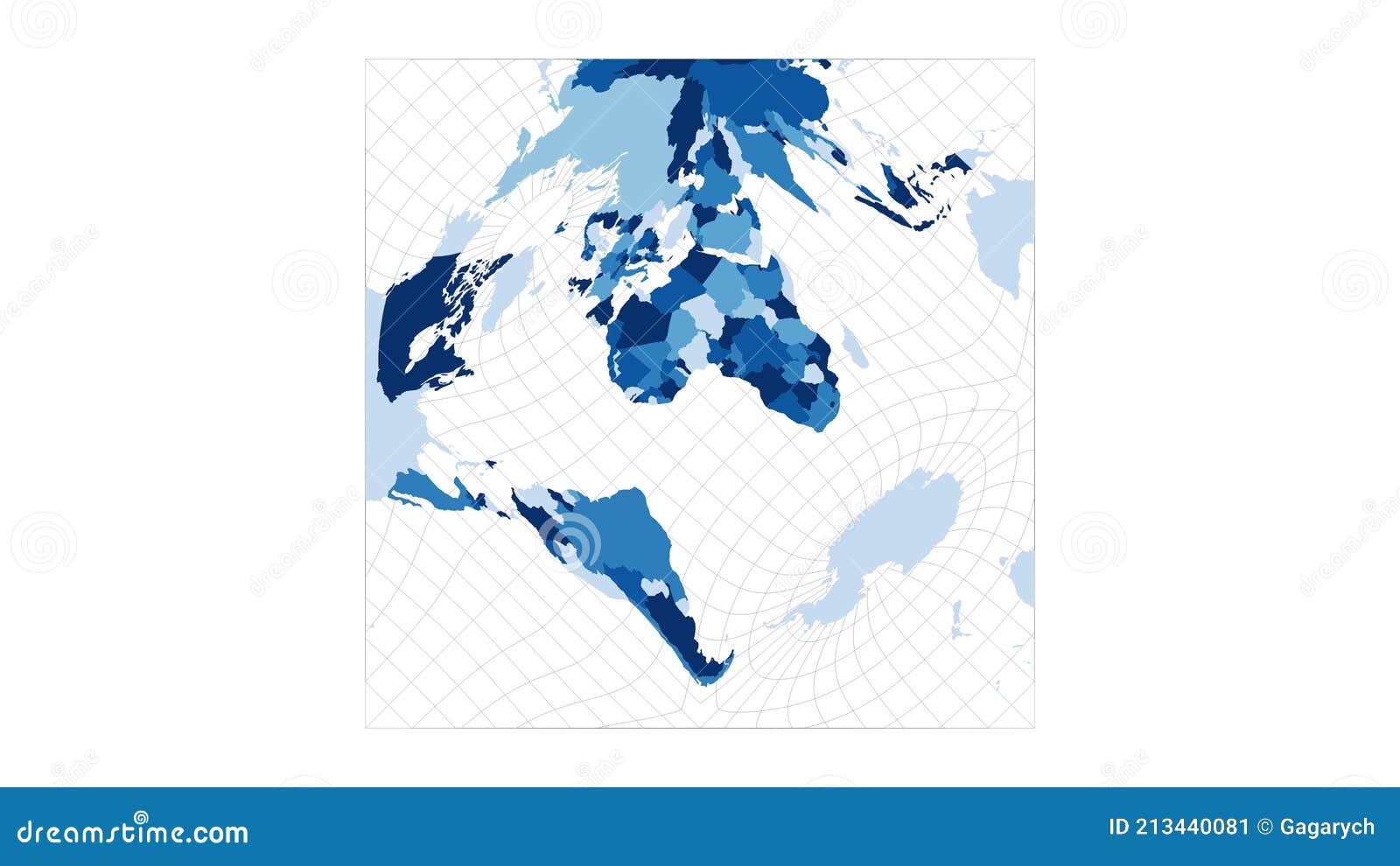 World Map. Gringorten Square Equal-area. Stock Illustration ...