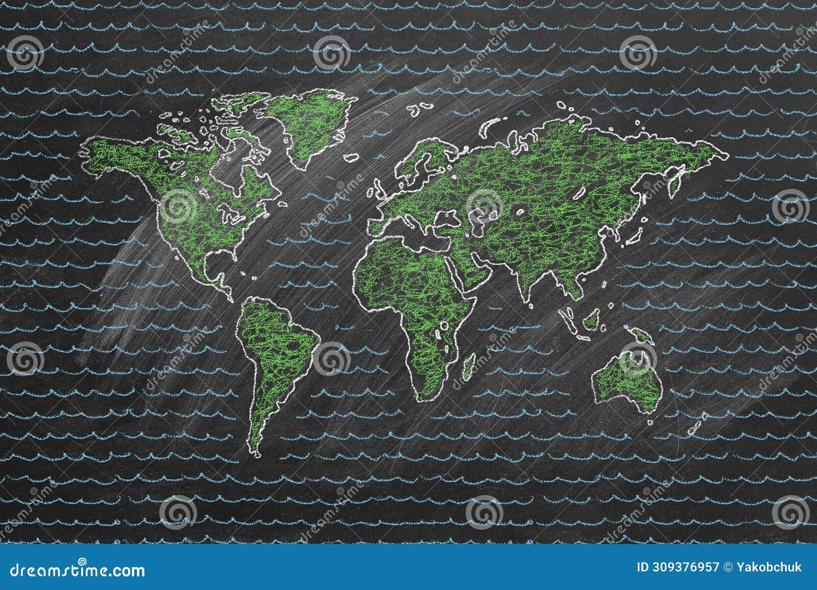 World Map in Chalk on Blackboard Stock Image - Image of drawn ...