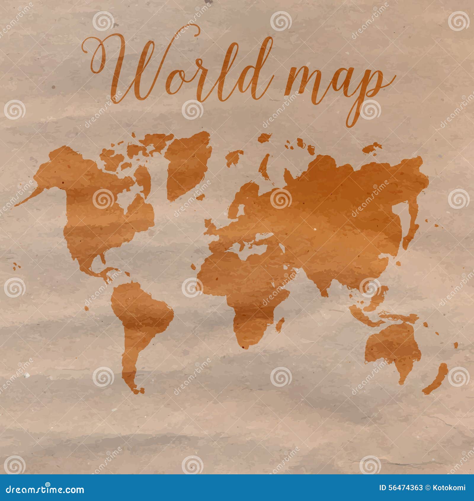 World Map Hand Drawn on Craft Paper. Vector Stock Vector - Illustration ...