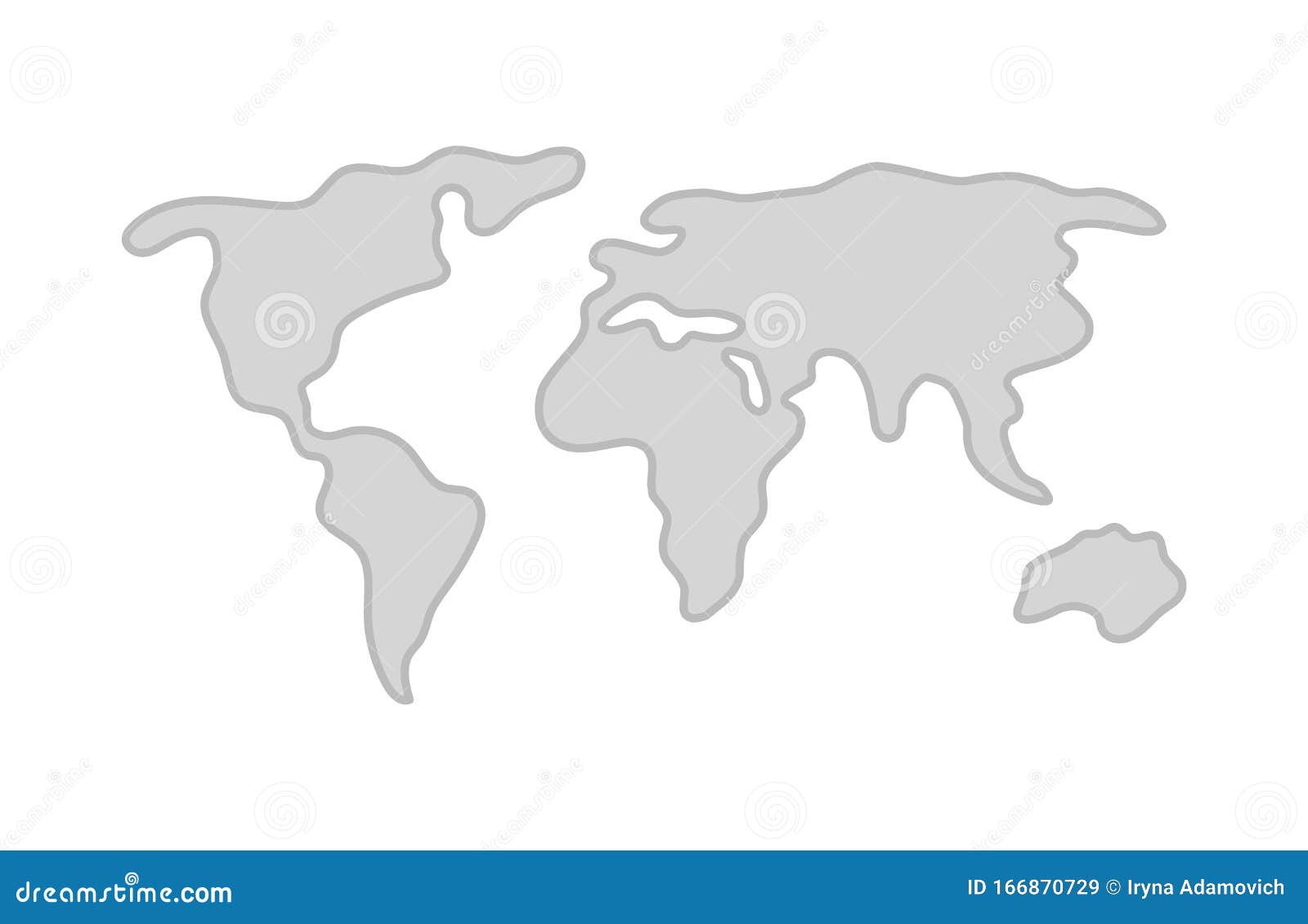 World Map. Hand Drawn Simple Stylized Continents Shape Stock Vector ...