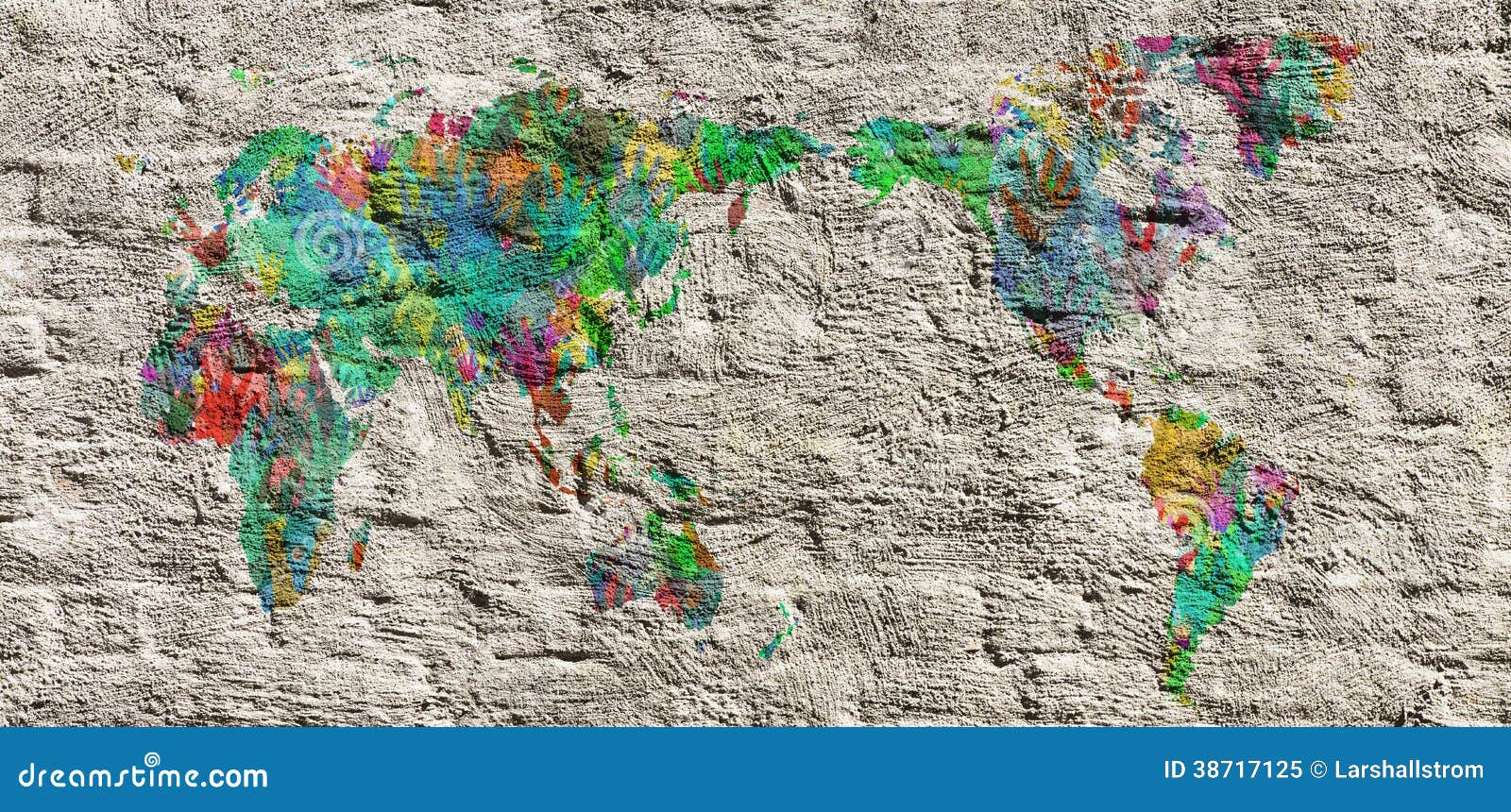 World Map with Hands in Different Colors Stock Image - Image of global ...