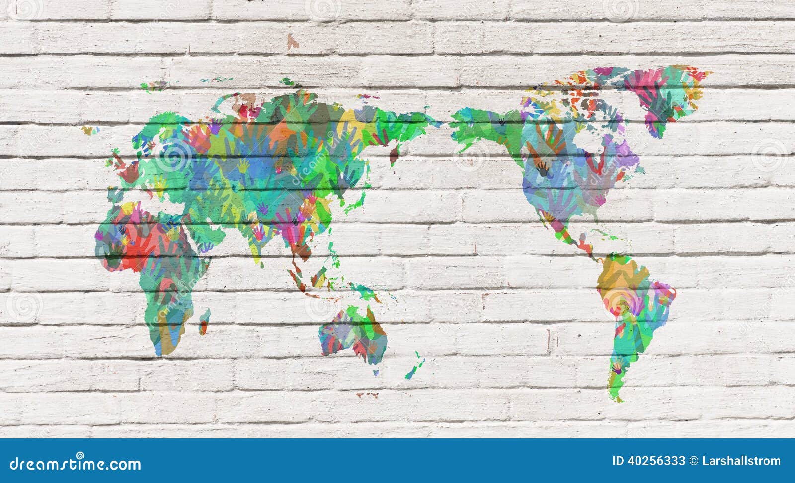 World Map with Hands in Different Colors Stock Image - Image of urban ...