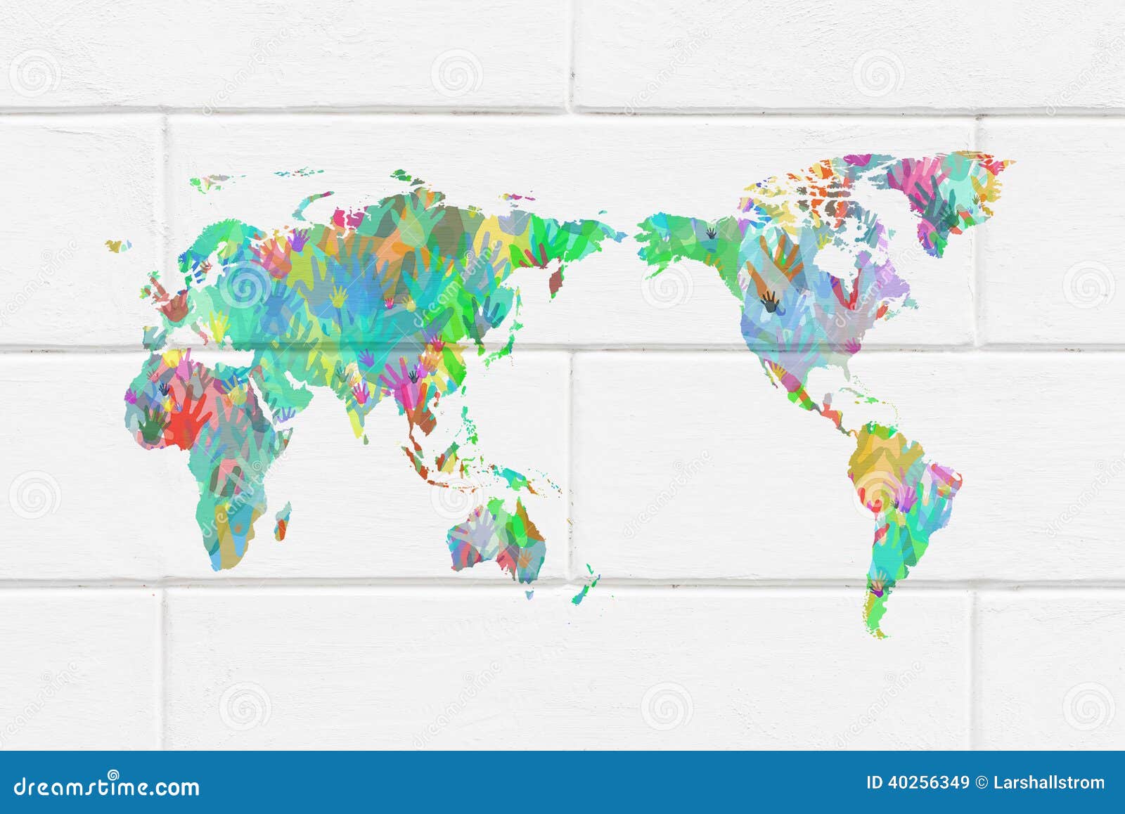 World Map with Hands in Different Colors Stock Image - Image of ...
