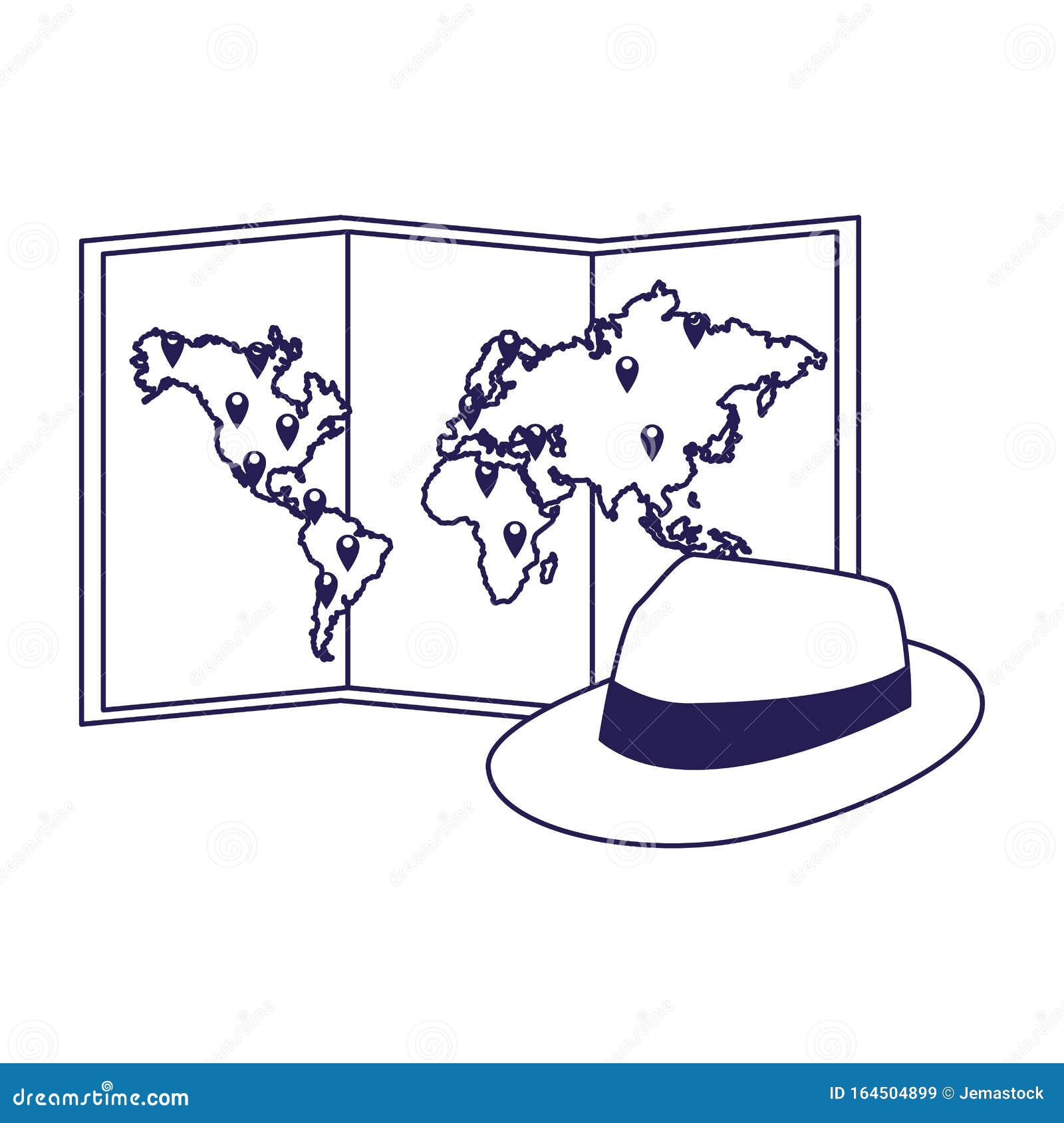 World Map and Hat Accessory Stock Vector - Illustration of information ...