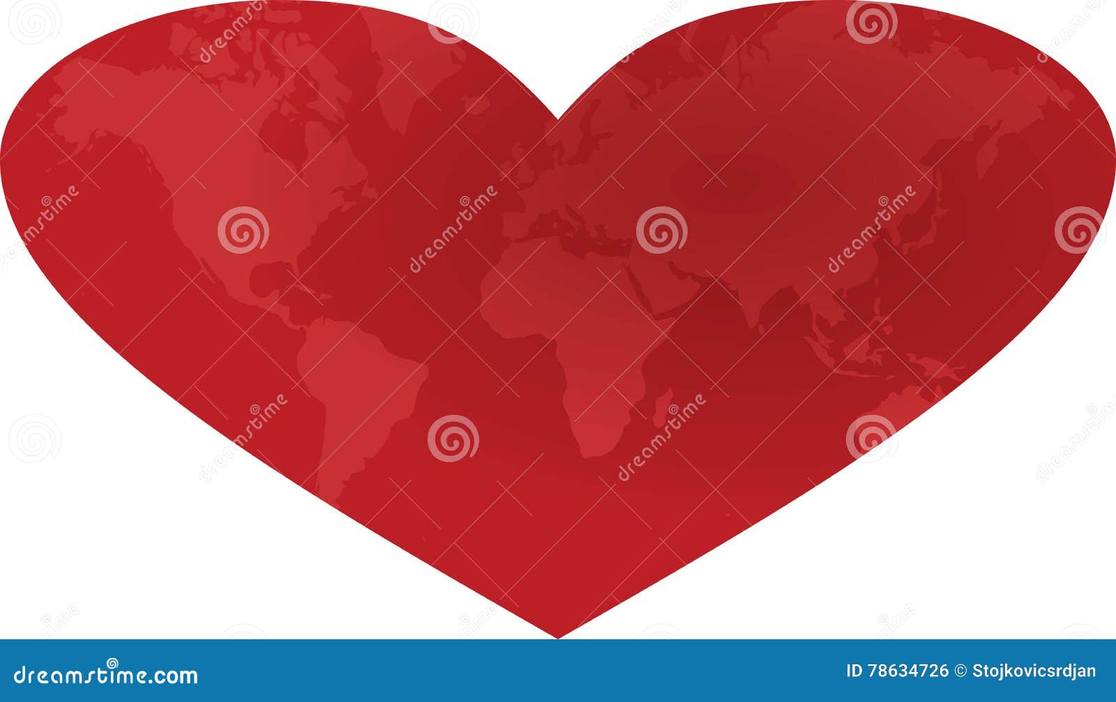 World map in heart stock illustration. Illustration of continents ...