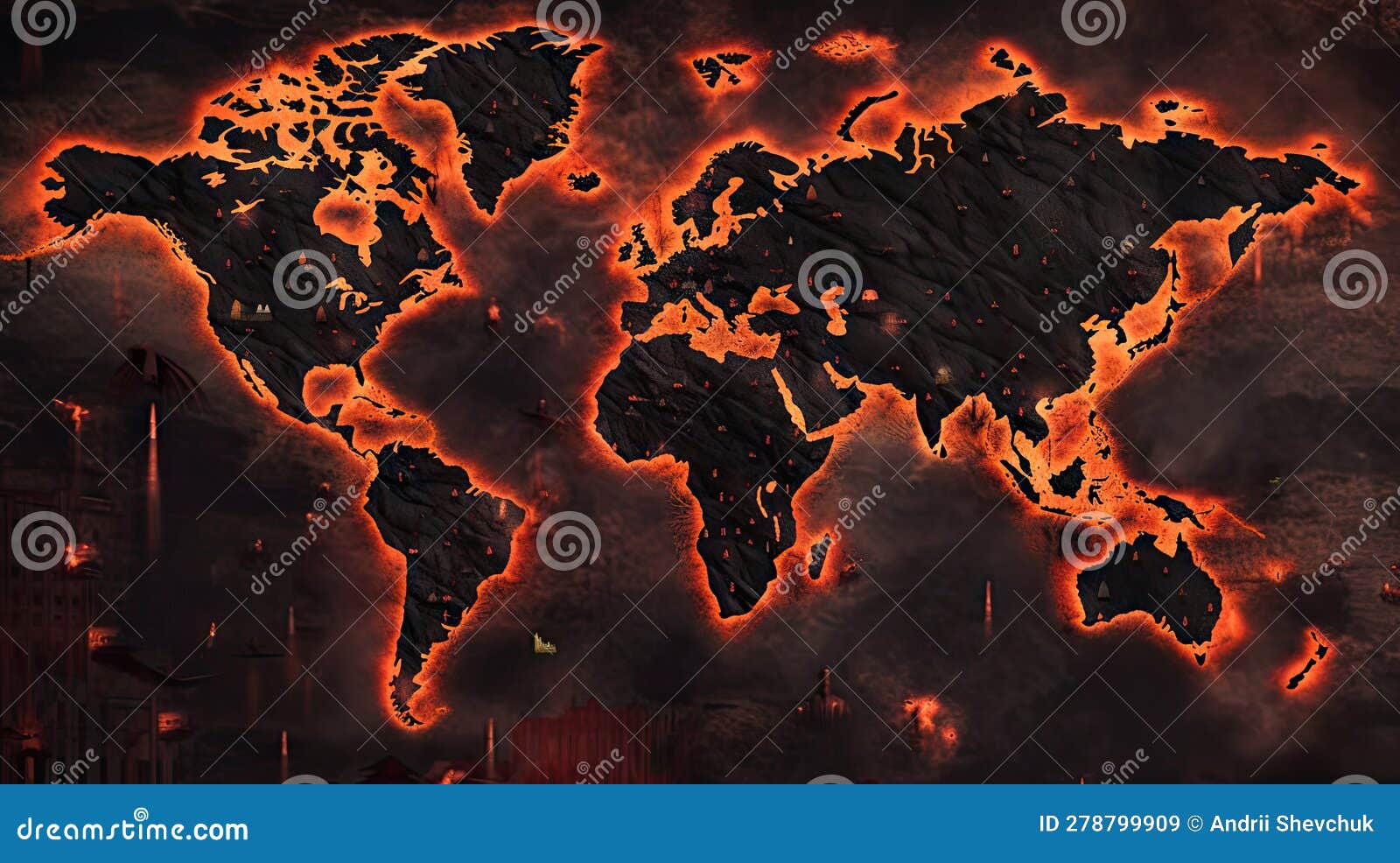 Hell End Of The World A Cryptidcore Apocalypse Landscape With Flaming ...