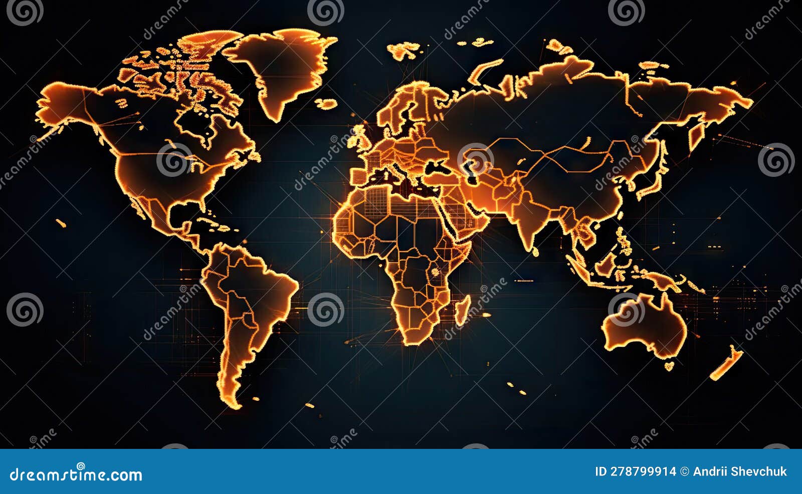 World Map Hi Tech Background. Generative AI Stock Illustration - Illustration of abstract, icon ...