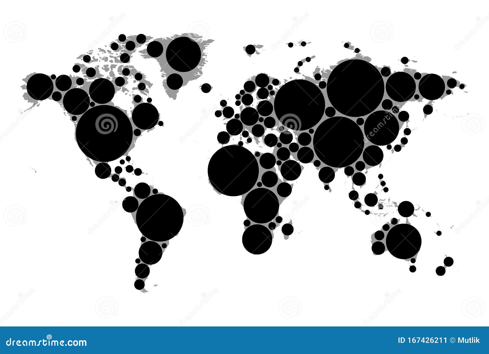 World Map in High Quality with Circles in Place of Countries for Your ...