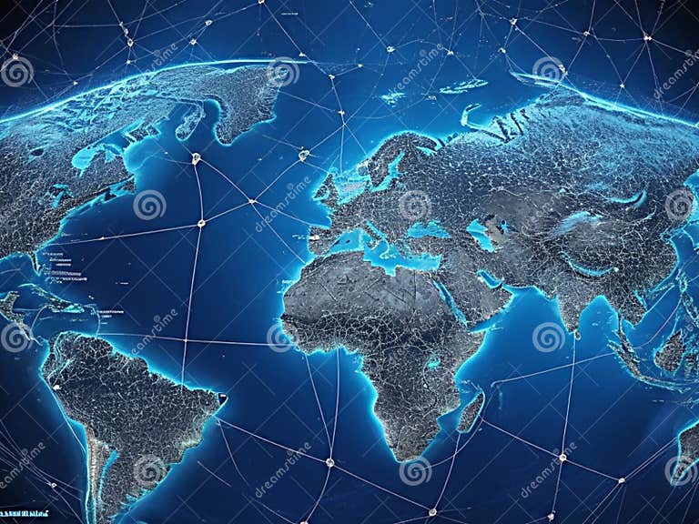 World Map High Tech Background, Network of the World Wide Web Stock ...