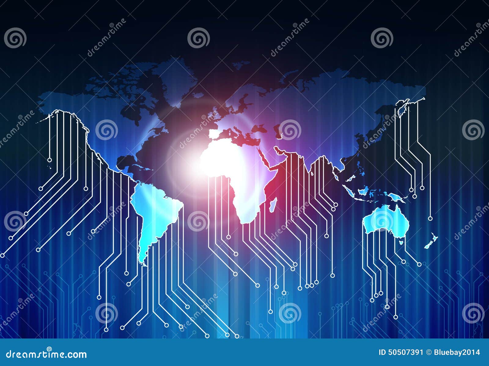 World Map and High Tech Circuit Board Stock Illustration - Illustration ...