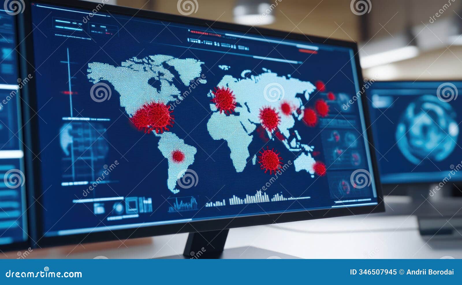 World Map Highlighting Microbial Diversity. Stock Illustration ...