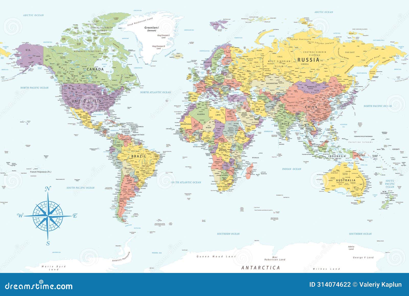 World Map - Highly Detailed Colored Vector Map of the World. Ideally ...
