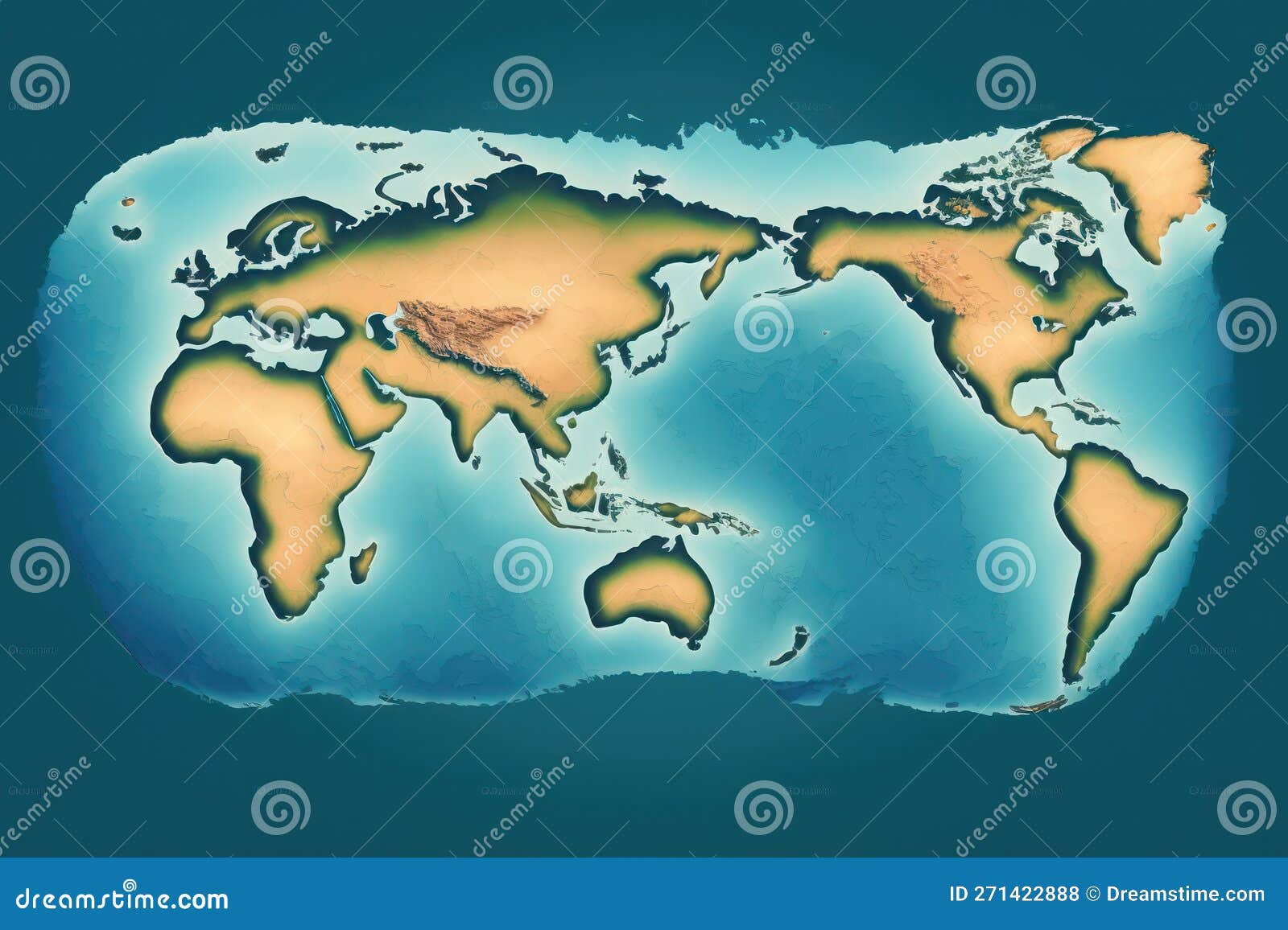 World Map with Horizon Background Stock Illustration - Illustration of ...
