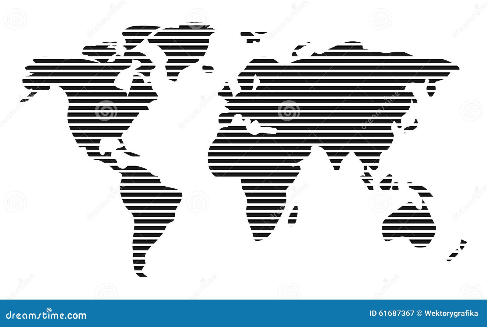 World Map in Horizontal Stripes, Bars - Abstract Vector Background ...