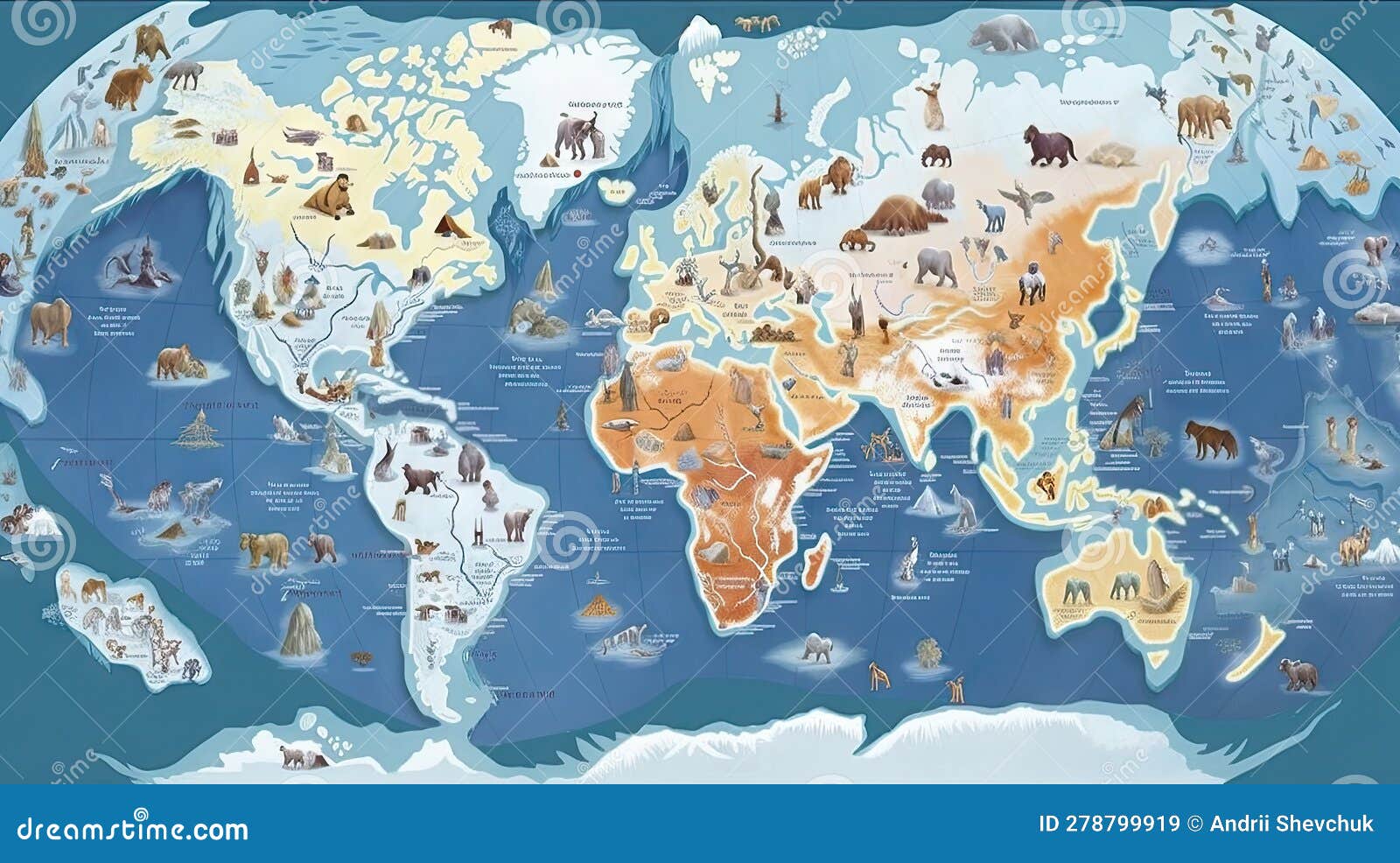 World Map Ice Age Background. Generative AI Stock Illustration ...