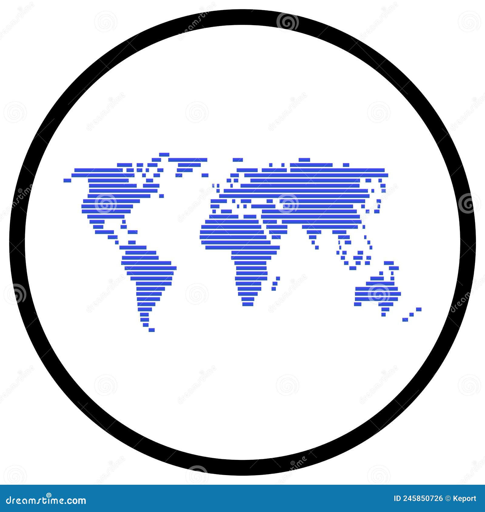 World Map Icon in Circle Blue Black Stock Illustration - Illustration ...