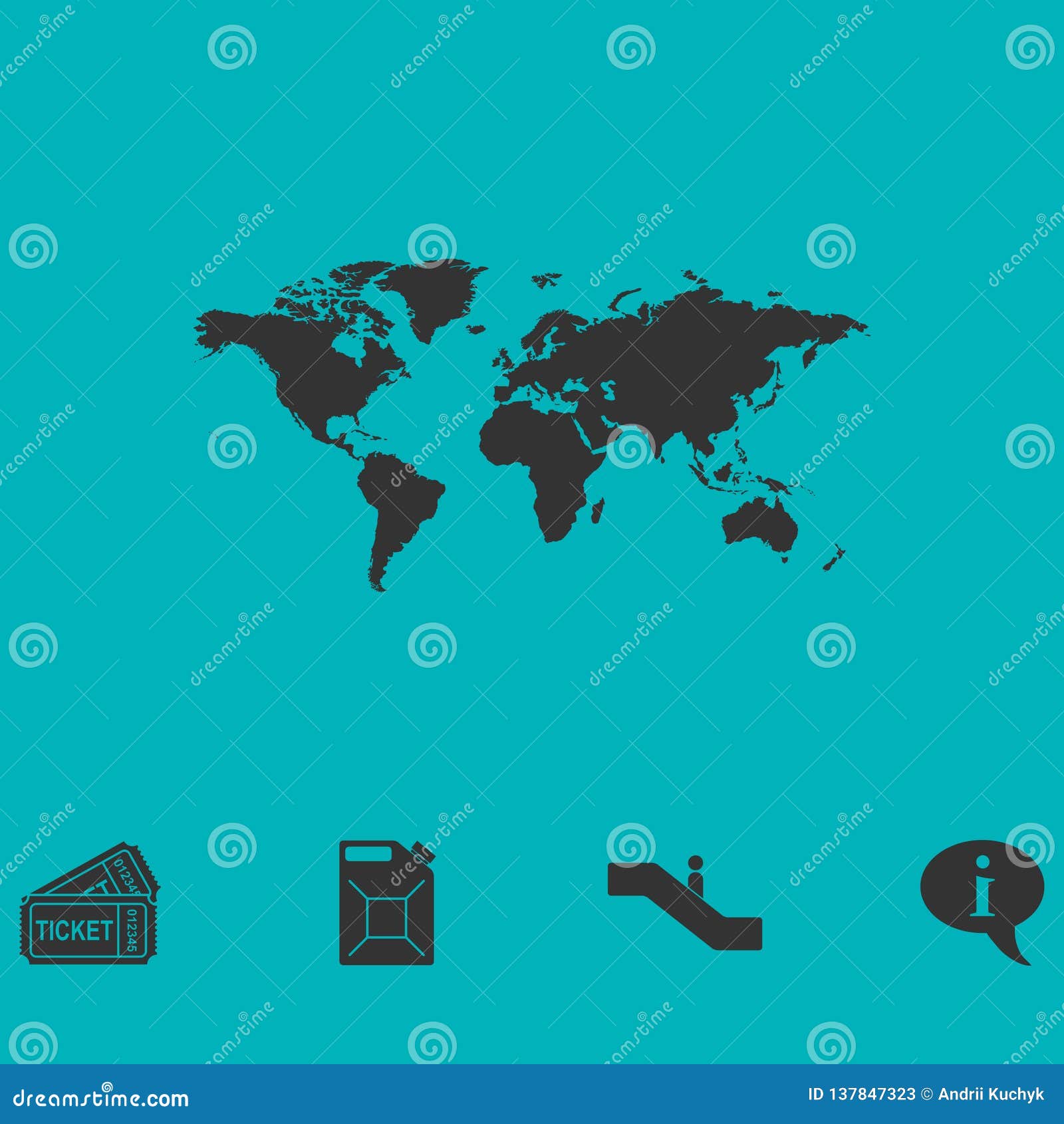 World map icon flat stock vector. Illustration of large - 137847323